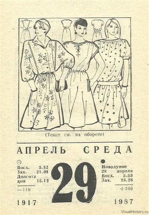 29 апреля 1987 г. (отрывной календарь Для женщин) – VisualHistory.ru ...