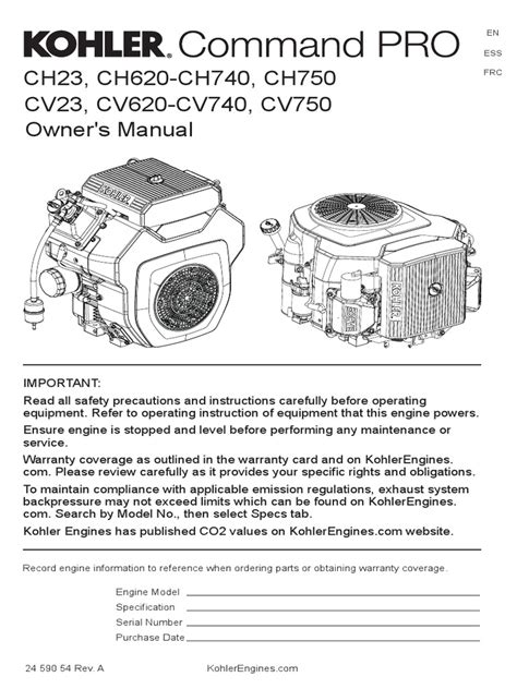 Kohler Ch730 24 590 54 En Pdf Gasoline Horsepower