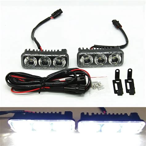 SETS Car LED Turn Signal DRL W Daytime Running Turn Lights Fog Lamp White Car Daylight Bar