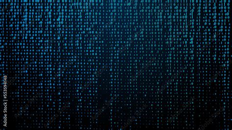 Falling Digits Of Binary Code Illustration Of The Matrix Digital Dark Background With Noise