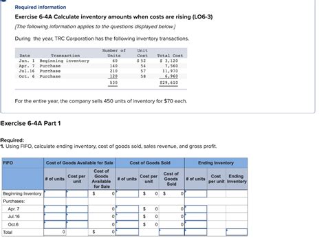 Solved Required Information Exercise 6 4a Calculate
