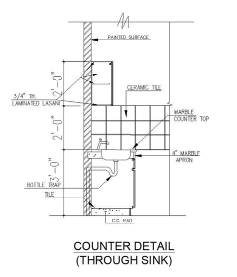 Kitchen Sink Counter Detailed Cad Drawing Autocad In Dwg File Format