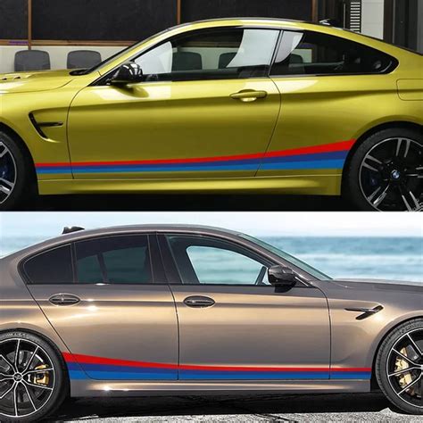 범용 자동차 3 색 스타일링 데칼 장식 레이싱 카 바디 Bmw M 1 3 4 M3 M5 M6 E39 E46 E30 E28 E91에 적합차량용 스티커 Aliexpress