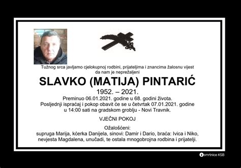 Slavko Matija Pintarić Osmrtnice Ksb