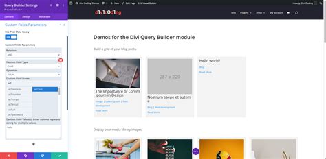 Demo Divi Query Builder Divi Coding Store