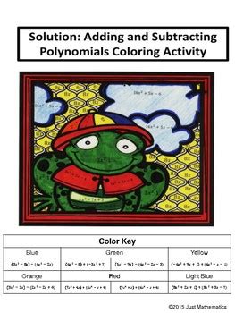 Adding And Subtracting Polynomials Coloring Activity By Math Club
