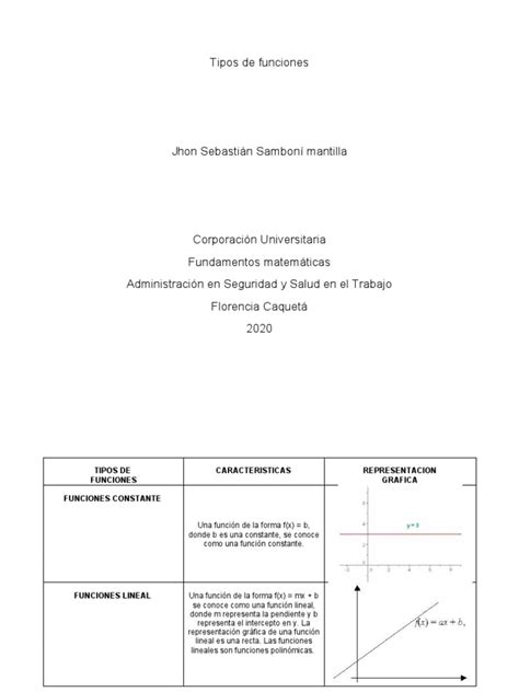Tipos De Funciones Pdf
