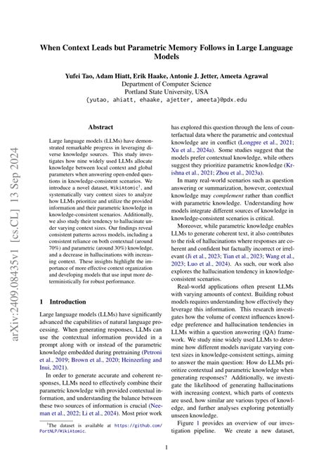 Pdf When Context Leads But Parametric Memory Follows In Large