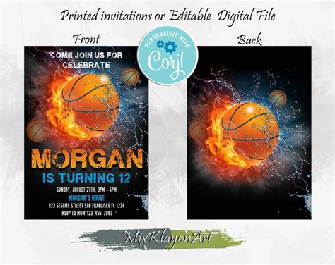 Basketball Birthday Invitation Template Basketball Party Etsy