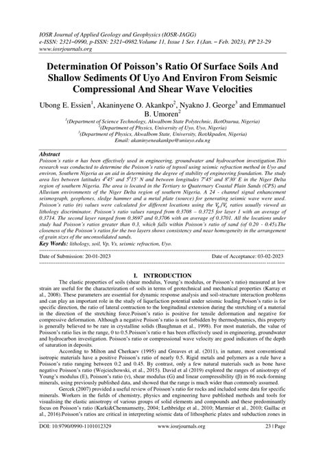 Pdf Determination Of Poissons Ratio Of Surface Soils And Shallow