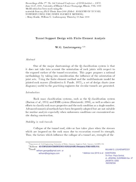 Tunnel Support Design With Fea Pdf