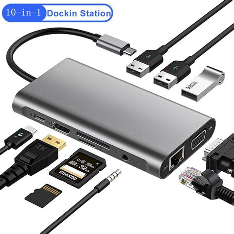 12in1 Type C Docking Station Usb C Hub Type C Sang Dual Hdmi 4k Vga