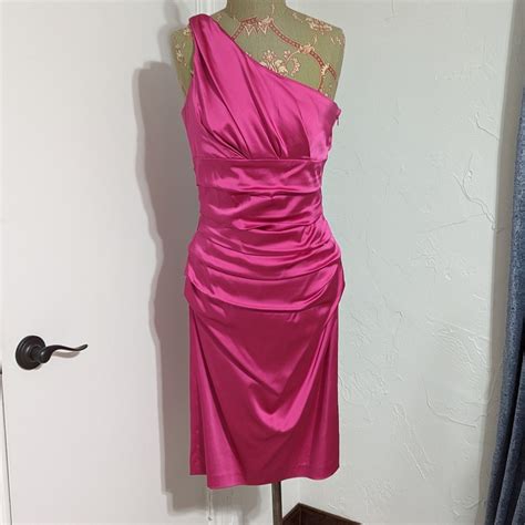 Suzi Chin For Maggy Boutique Hot Pink One Shoulder Ru Gem