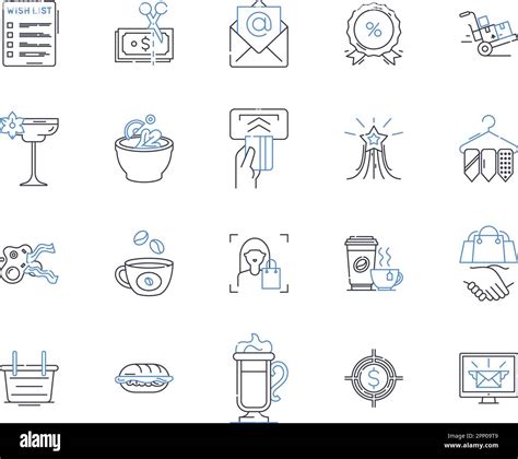 Cafe Hopping Line Icons Collection Coffee Pastry Brunch Latte