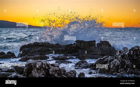 Beautiful Sunset Wave Vibrant Translucent Color Nice Clear Water