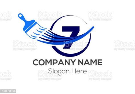 편지 7 템플릿에 페인트 브러시 로고입니다 7글자에 페인트 초기 페인트 기호 개념 7에 대한 스톡 벡터 아트 및 기타 이미지 7 고급 곡선 Istock