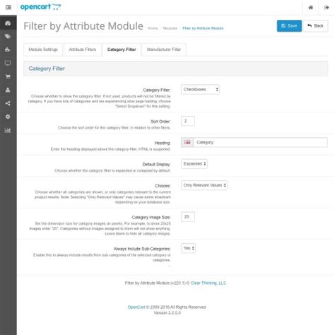 OpenCart Filter By Attribute Module