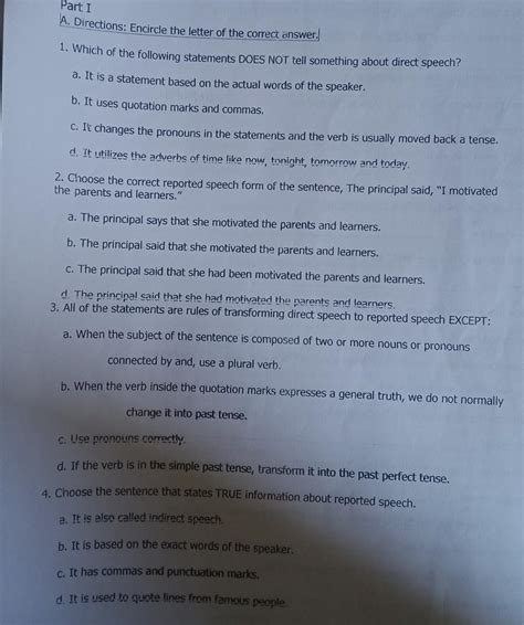 A Directions Encircle The Letter Of The Correct Answer Brainly Ph