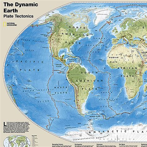 the dynamic earth plate tectonics map laminated 36 x 24 the