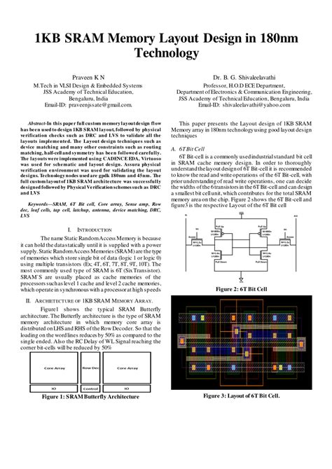 Pdf Sram Memory Layout Design In 180nm Technology