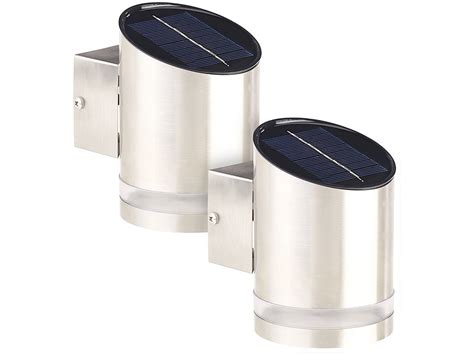 Lunartec Solar Wandlampe 2er Set Elegante Solar LED Wandleuchte für