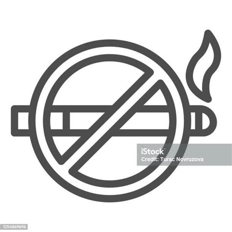 禁止吸煙標誌線圖示 尼古丁概念 禁止吸煙標誌在白色背景 吸煙禁止標誌在輪廓風格為移動概念和網頁設計向量圖形向量圖形及更多上癮圖片 Istock