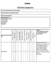 MGT 420 Peer Eval 2 Xlsx Peer Review MGT 420 Peer Evaluation Form