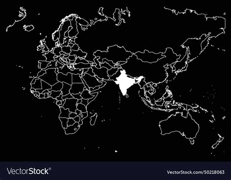 India Map Asia Black Background Royalty Free Vector Image