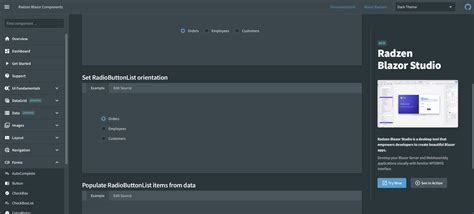 radzenradiobuttonlistitems not support dark theme blazor server radzen