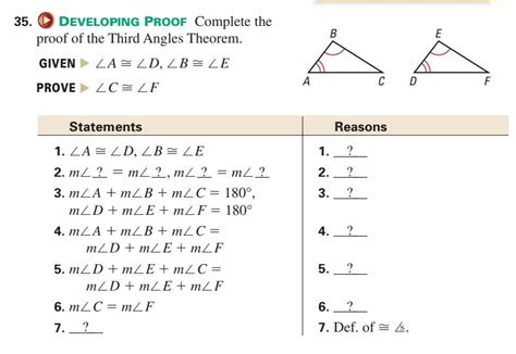 Solved 35 Developing Proof Complete The Proof Of The Third