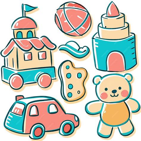 Premium Vector Colorful Cartoon Illustration Of Various Toys