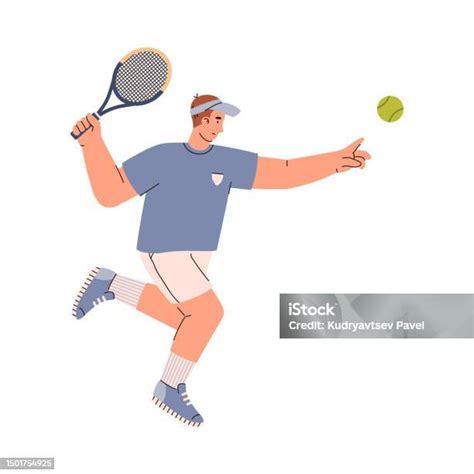 라켓 플랫 벡터 일러스트레이션이 분리된 남성 테니스 선수 캐릭터 Championship에 대한 스톡 벡터 아트 및 기타 이미지 Championship 경기 스포츠