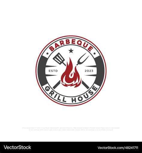 Hot Grill Barbecue Logo Design Badge Retro Grill Vector Image