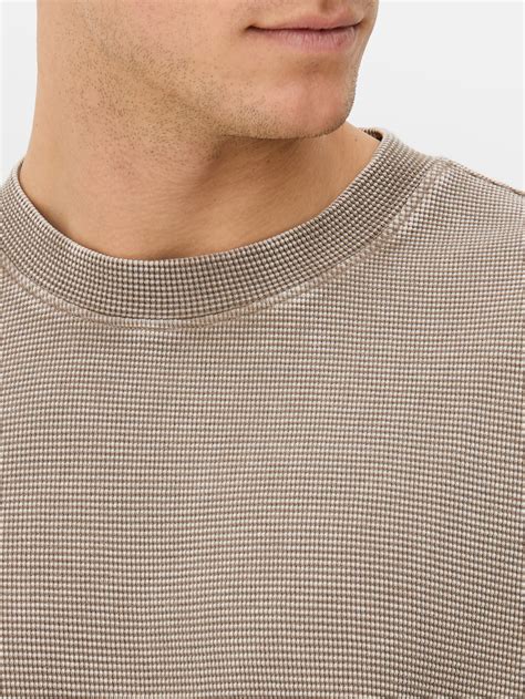 T Shirt Gaufré à Manches Courtes Grège Homme Primark