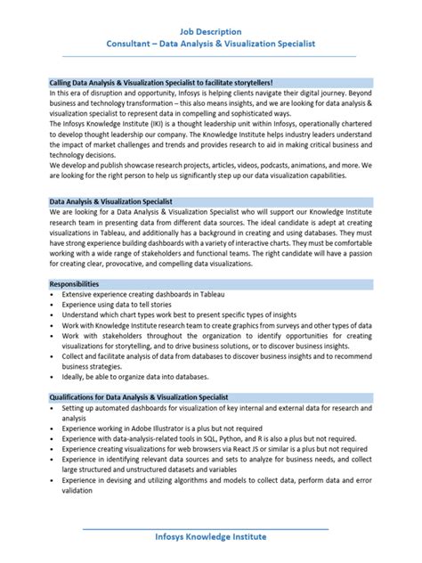 Jd Consultant Data Analysis And Visualization Specialist Pdf Data