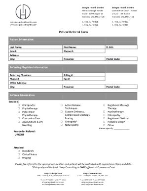 Fillable Online Fillable Online PATIENT REFERRAL FORM Patient Name