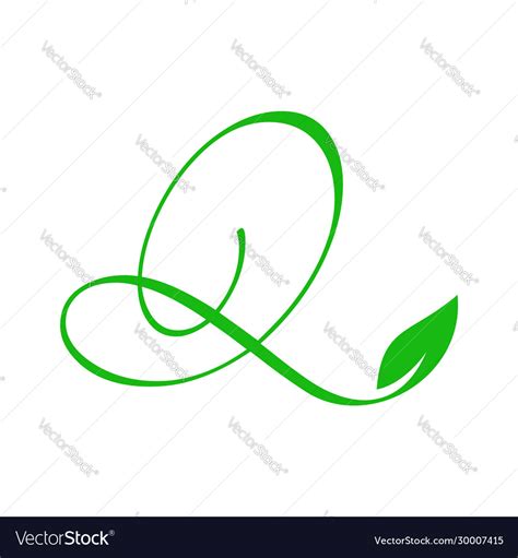 Handwriting Initial Leaf Q Royalty Free Vector Image