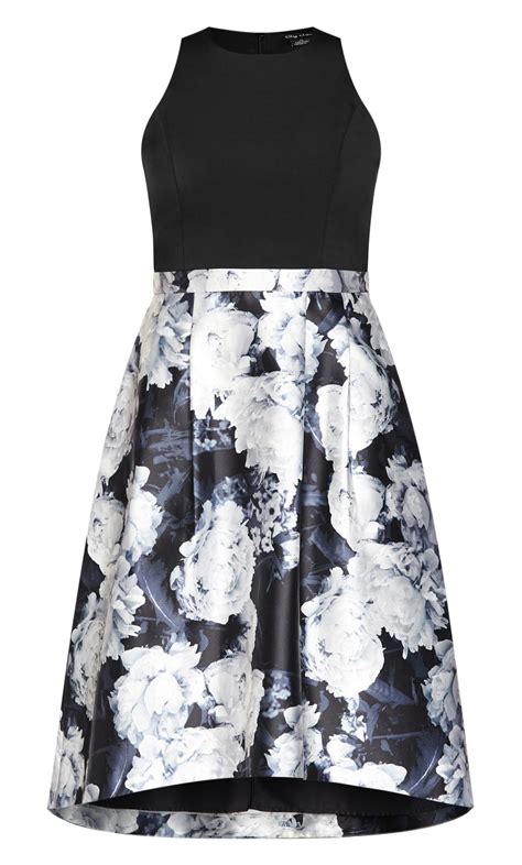 Victoria Black Floral A Line Midi Dress Evans