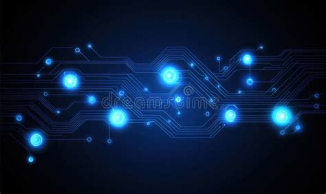 Futuristic Circuit Board Design Glowing Blue Nodes Lines Abstract Technology Background Digital ...