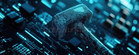 Digital Hammer Circuit Board Technology Code Data Innovation Future Abstract Cyber Network