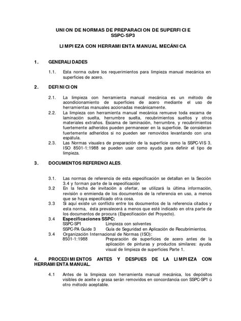Limpieza Manual Mecánica De Acero Pdf Sector Secundario De La Economía Química