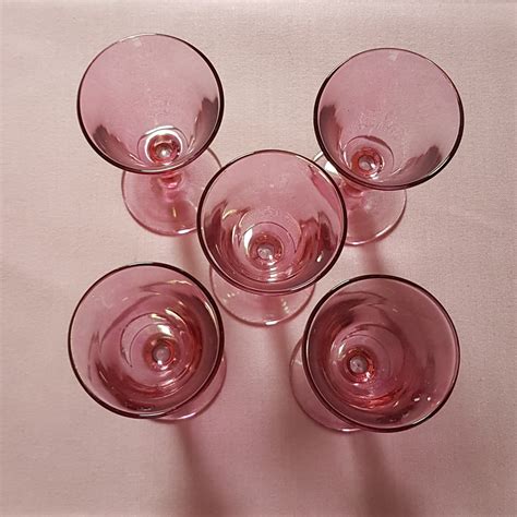 Vintage Pink Appertif Glass Shot Glasses Footed Shot Glasses Made In