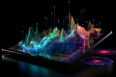 holographic projection of rising stock charts materializes above a