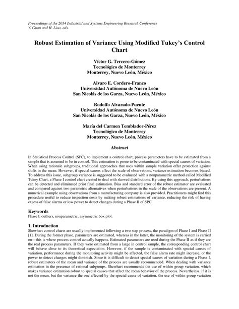 Pdf Robust Estimation Of Variance Using Modified Tukeys Control Chart