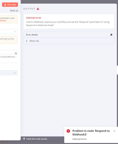 error with webhook response to chat or wait node questions n8n