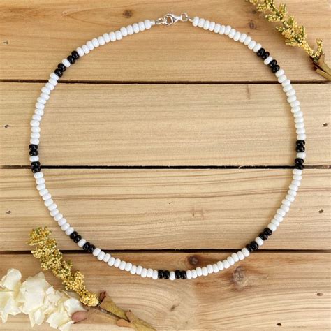 Oreo Beaded Choker Seed Bead Choker Beach Choker Black And White Bead