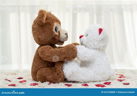 Concepto De Día De San Valentín Dos Lindos Osos De Peluche Enamorados