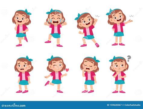 NiÃo Lindo Con Muchas Expresiones De Gesto Definidas Ilustración del