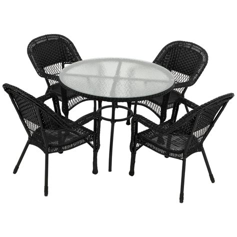 5 Piece Black Resin Wicker Outdoor Dining Set Christmas Central