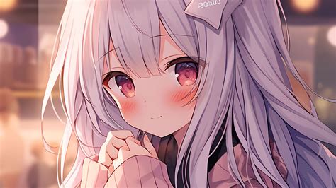 Download Wallpaper 1920x1080 Girl Blush Smile Ears Hairpin Anime